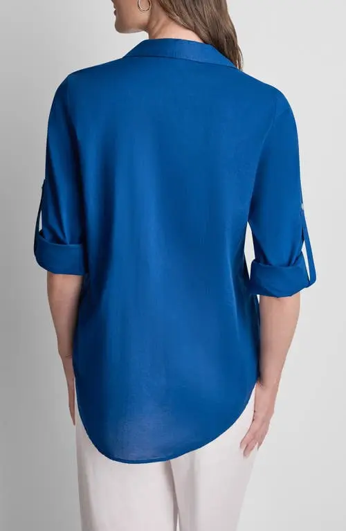 Dkny Short Sleeve Roll Tab Shirt - Cobalt