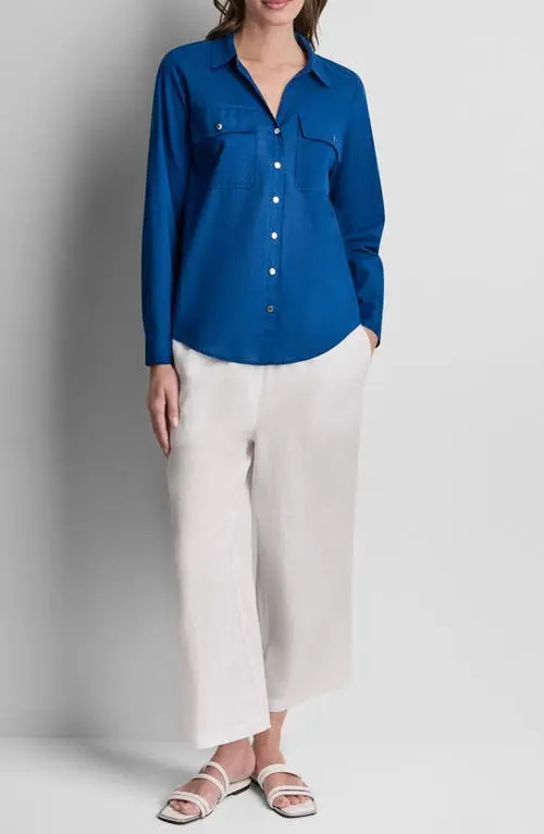 Dkny Short Sleeve Roll Tab Shirt - Cobalt
