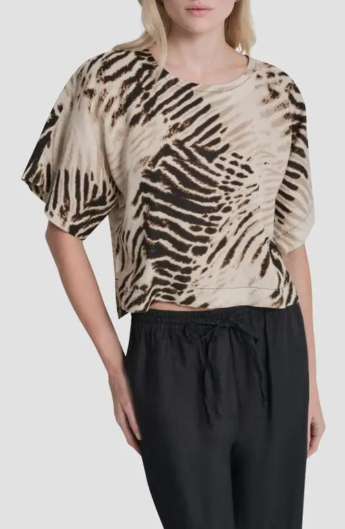 Dkny Pattern Boxy Linen Top - Brushed Sandbed