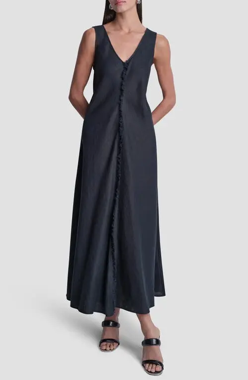 Dkny Fray Linen Dress - Black