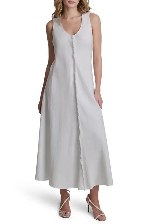 Dkny Fray Linen Dress - White