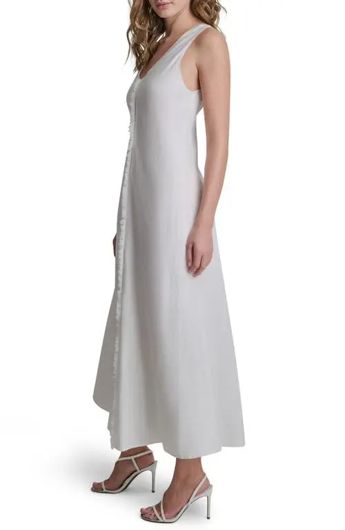 Dkny Fray Linen Dress - White
