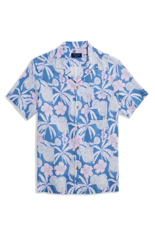 Vineyard Vines Palm-arita Linen Blend Camp Shirt - Coastline