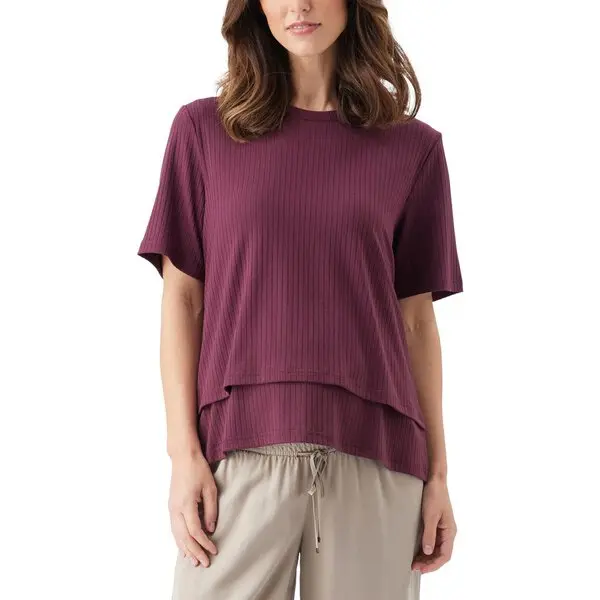 RIPE MATERNITY Mike Rib Nursing Top - Maroon