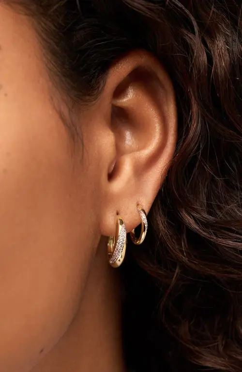 ANA LUISA Kira Slim Pavé Hoop Earrings