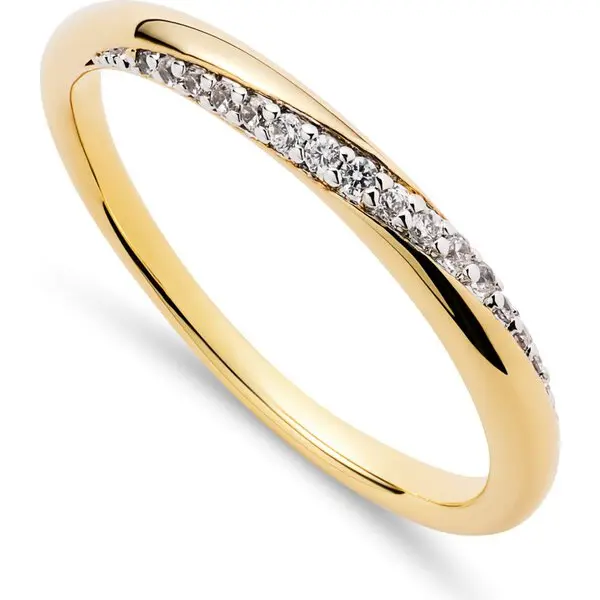 ANA LUISA Kira Pavé Band Ring - Gold/clear