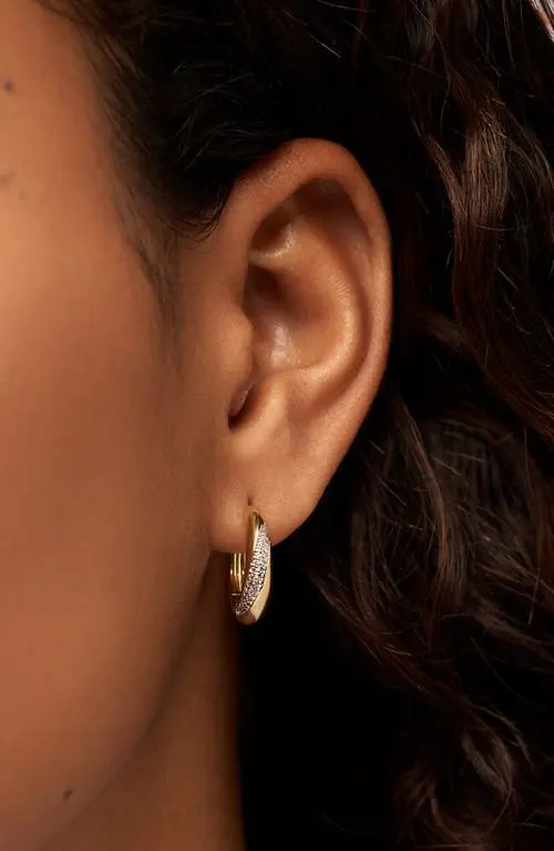 ANA LUISA Kira Bold Pavé Hoop Earrings - Gold/clear