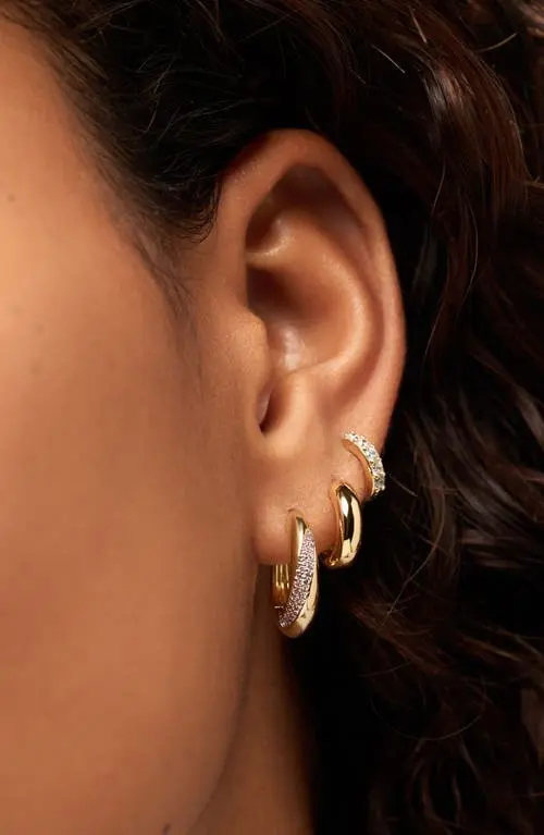 ANA LUISA Kira Bold Pavé Hoop Earrings - Gold/clear