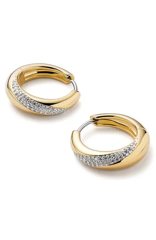 ANA LUISA Kira Bold Pavé Hoop Earrings - Gold/clear