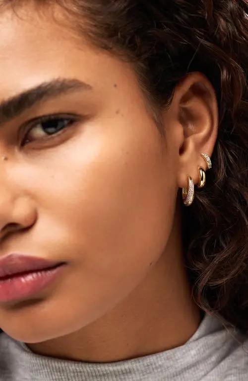 ANA LUISA Kira Bold Pavé Hoop Earrings - Gold/clear
