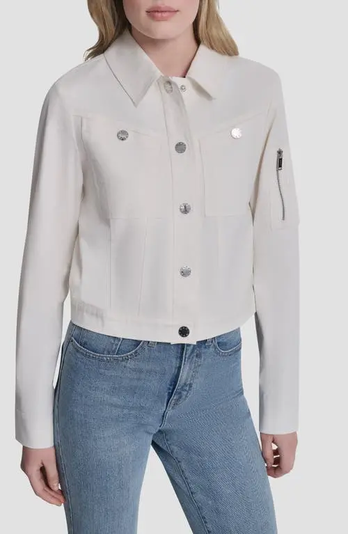 Dkny Twill Trucker Jacket - Ivory