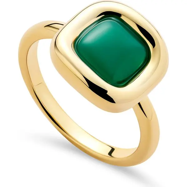 ANA LUISA Clara Onyx Statement Ring - Gold/green