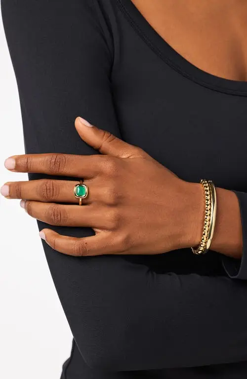 ANA LUISA Clara Onyx Statement Ring - Gold/green