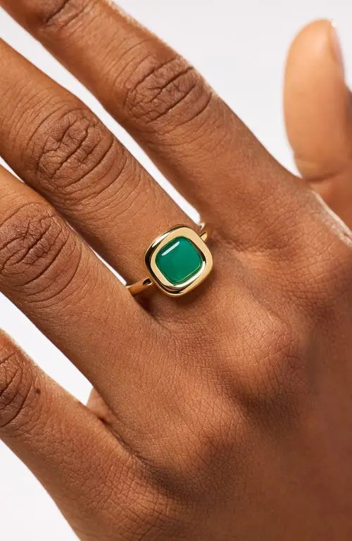 ANA LUISA Clara Onyx Statement Ring - Gold/green