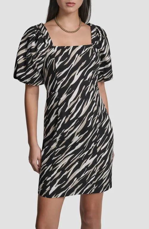 Dkny Zebra Print Puff Sleeve Minidress