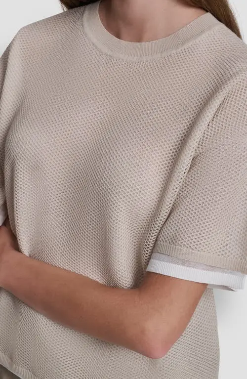 Dkny Boxy Mesh Overlay Top