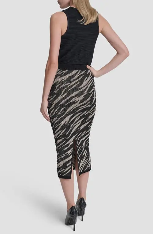 Dkny Jacquard Stitch Zebra Print Pencil Skirt