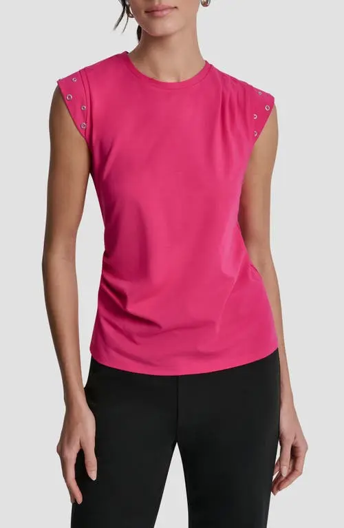 Dkny Grommet Trim Ponte Knit Top - Hot Pink