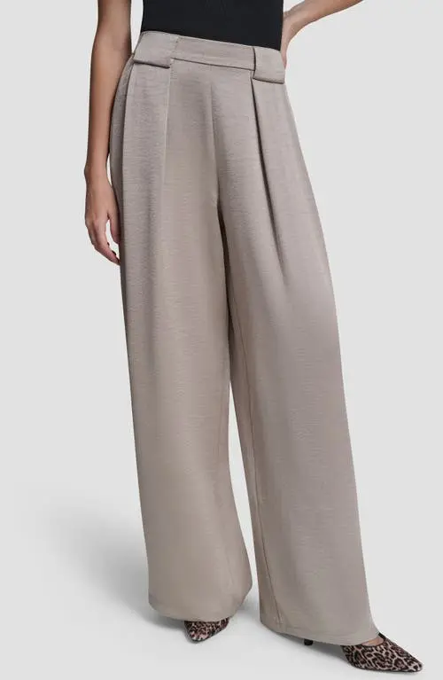 Dkny Pleat Wide Leg Satin Pants - Pebble