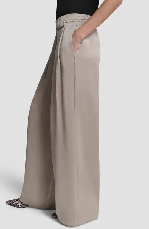 Dkny Pleated Wide-leg Satin Pants