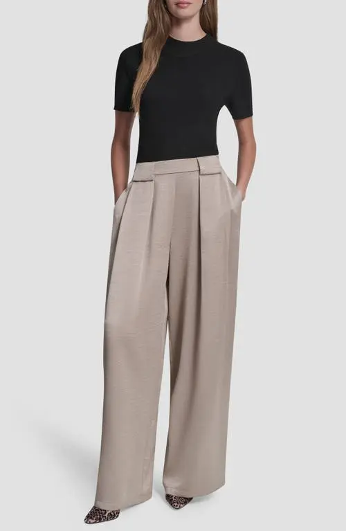 Dkny Pleated Wide-leg Satin Pants