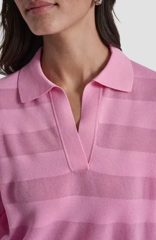 Dkny Sheer Stripe Polo - Bright Peony