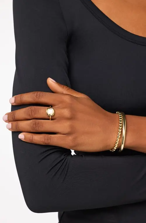 ANA LUISA Clara Mother-of-pearl Statement Ring - Gold/white