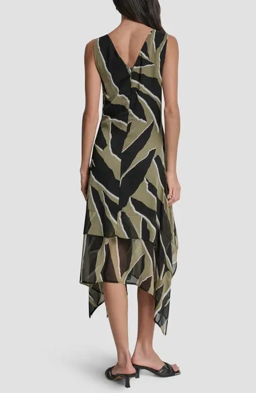 Dkny Crinkle Chiffon Handkerchief Hem Midi Dress