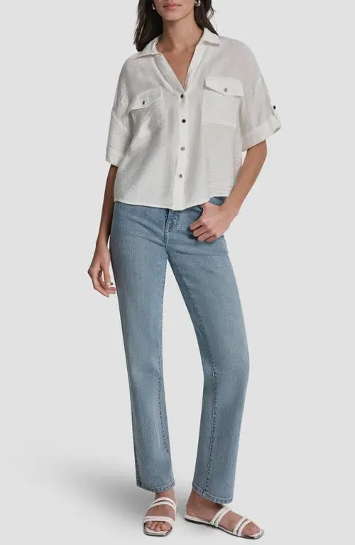 Dkny Short Sleeve Roll Tab Shirt - Ivory