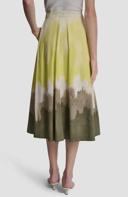 Dkny Ombré Pleated Cotton Poplin Midi Skirt