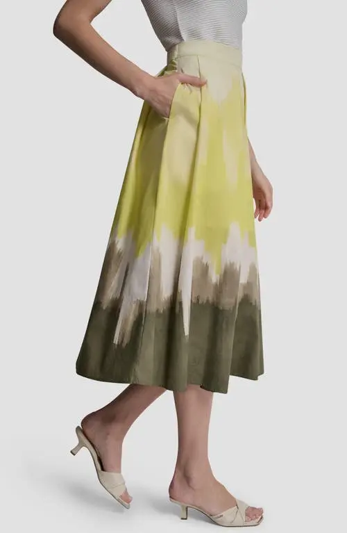 Dkny Ombré Pleated Cotton Poplin Midi Skirt