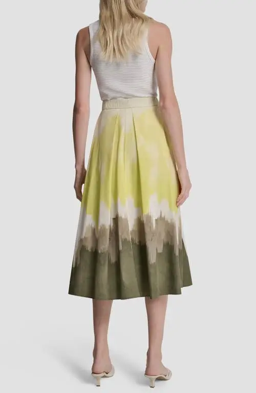 Dkny Ombré Pleated Cotton Poplin Midi Skirt