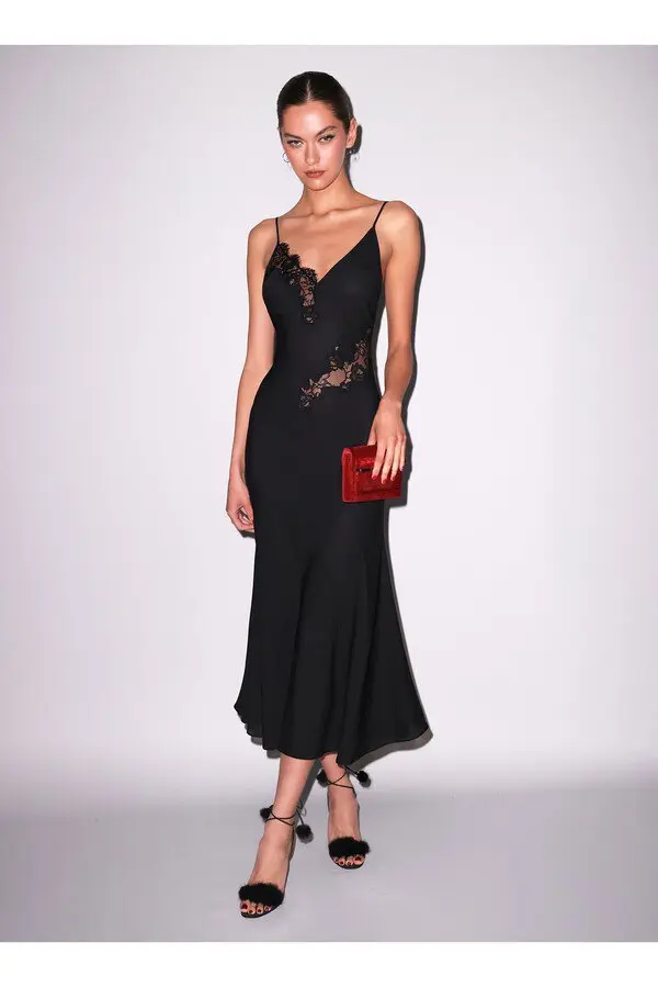 Fleur Du Mal Juliet Lace Maxi Dress - Black