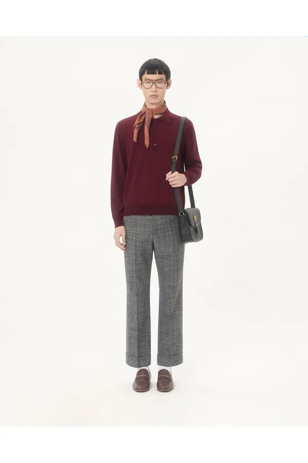 Valentino Garavani Wool Polo With Vlogo Embroidery - Burgundy