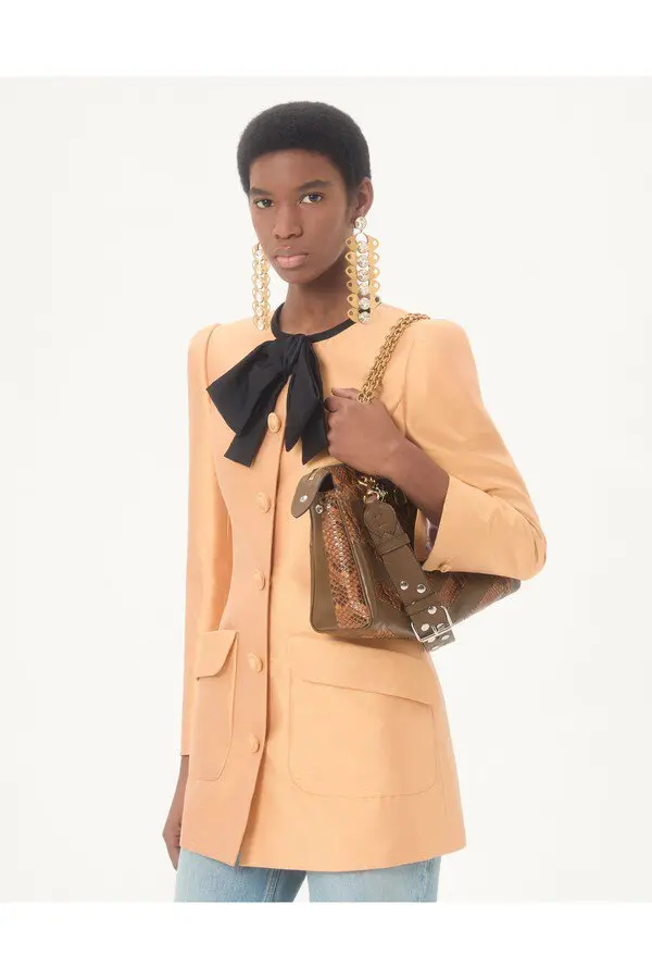 Valentino Garavani Shantung Caban With Satin Edges And Bow - Black
