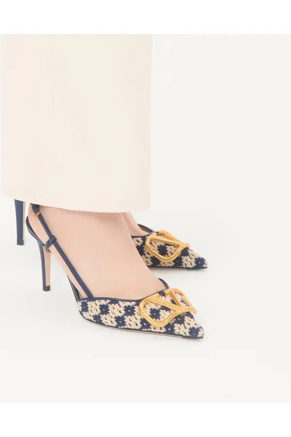 Valentino Garavani Vlogo Signature Slingback Pumps - Natural