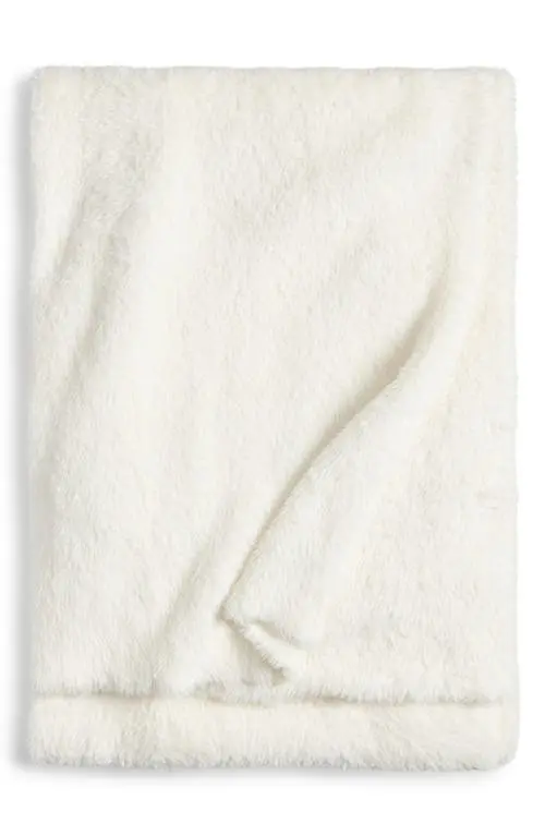 Nordstrom Nestle Faux Fur Throw Blanket - Ivory Egret