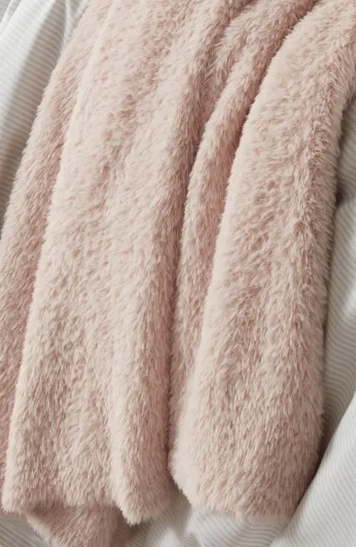 Nordstrom Nestle Faux Fur Throw Blanket - Pink Sepia