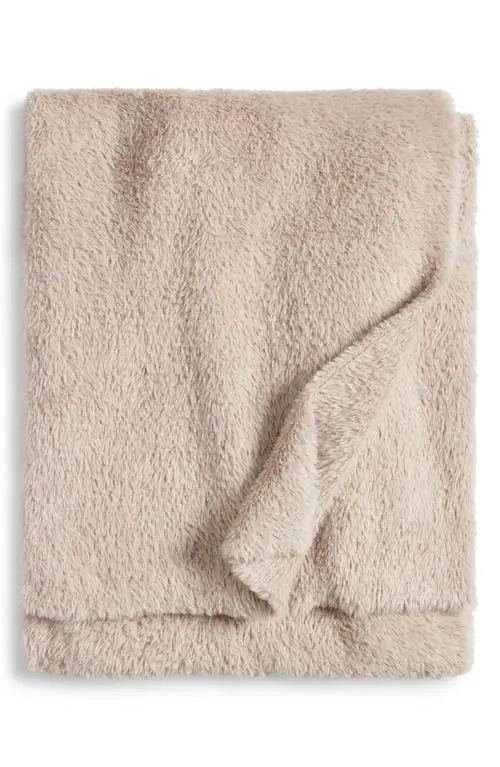 Nordstrom Nestle Faux Fur Throw Blanket - Tan Thread