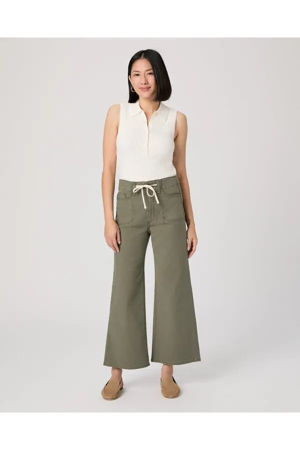 Paige Ari Petite Wide Leg Pant - Green