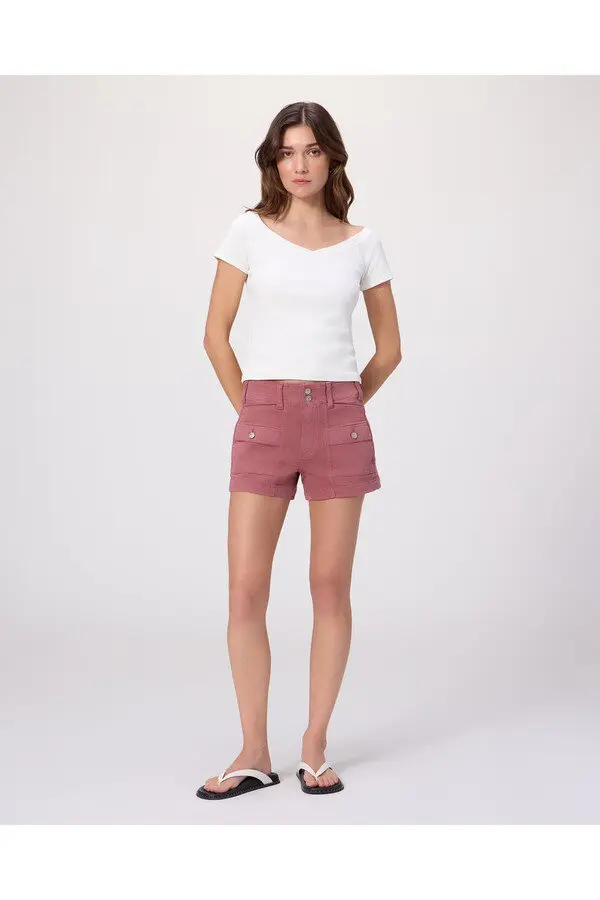 Paige Olivia Cargo Short - Red
