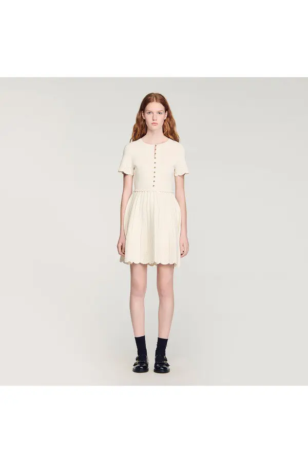 Sandro Pointelle Knit Mini Dress