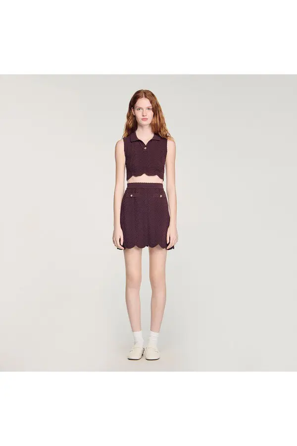 Sandro Mini Decorative Knit Skirt