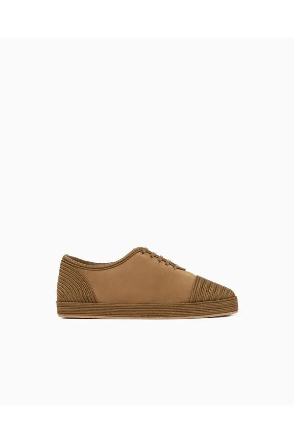 Giorgio Armani Suede Sneakers With Soutache Detail - Natural