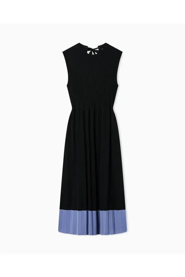 Emporio Armani Pleated Dress Small Game Of Verse - Black