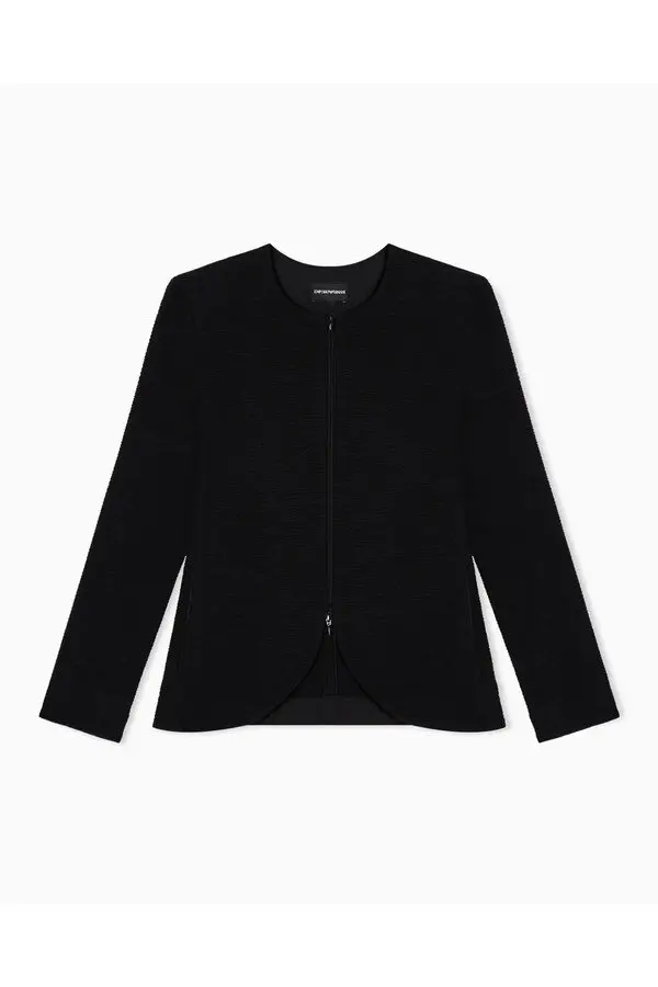 Emporio Armani Tubular Embossed Jersey Jacket - Black