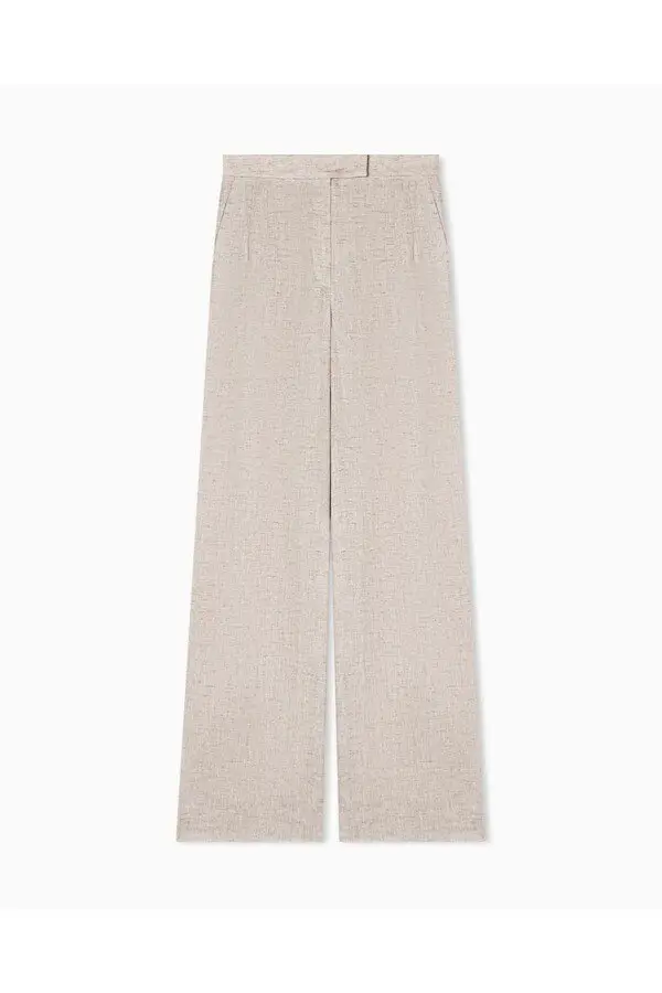 Emporio Armani Linen-blend Chambray Trousers - Brown / Neutral