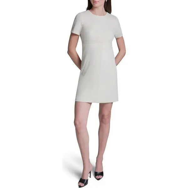 Bcbgmaxazria Topstitch Shift Minidress - Ecru
