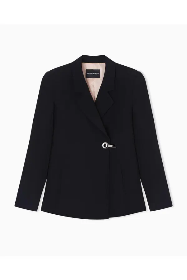 Emporio Armani Envers Satin Jacket With Lapels And Hook - Black