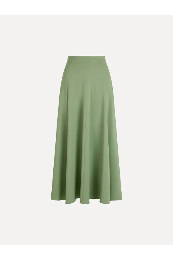 Oscar De La Renta Silk Georgette Midi Skirt - Green